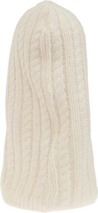 Moncler N0403 Cable-Knit Alpaca-Wool Blend Beanie - White