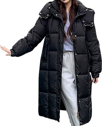 Generic Doudoune Femme Grande Taille Veste Femme Chic Winter New Women S Korean Version Of Cotton Padded Women Over The Knee Plus Long Loose Cotton Padded Dou