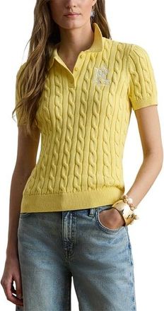 Ralph Lauren Pull mailles torsad&eacute;es col polo en coton