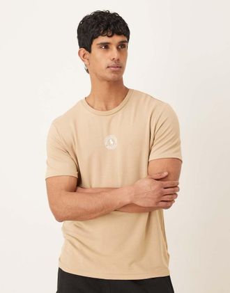 Polo Ralph Lauren Lounge-T-Shirt in Vintage-Khaki mit Wappen-Logo-Gr&uuml;n