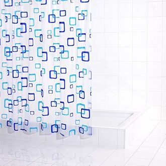 Ridder 130380 Duschvorhang Folie ca. 180 x 200 cm, Retro, Weiß-blau