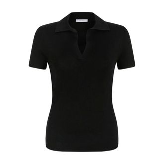 Max Mara Femme, Tops, Noir, Taille: 44 FR Albero Ribbed Wool Polo