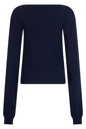 Miu Miu Womens Boat Neck Virgin Wool Sweater Blue