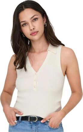 Jacqueline de Yong Jacqueline de Yong, Femme, Tops, Beige, Taille: 42 FR D&eacute;bardeur sans manches &agrave; col en V