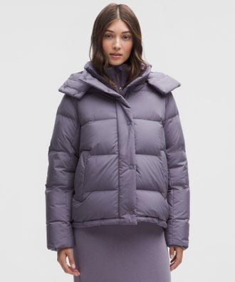 lululemon Puffer-Jacke mit F&uuml;llkraft 600 f&uuml;r Frauen - Gr&ouml;&szlig;e 0 in Grape Mist