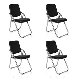 hjh OFFICE 706301 visiteurs Chaise de conférence, Imitation Cuir, Noir, 40 x 48 x 91 cm