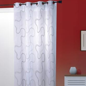 HOME MAISON Ösenvorhang, aus Polyester, Bestickt, mit Zackenmuster Noir schwarz