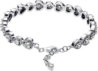 Pandora Timeless Strahlenkranz Herzen Armband aus Sterling-Silber mit Zirkonia, 16cm, 593655C01-16