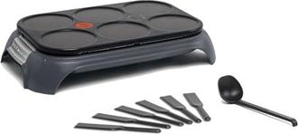 T-fal CrepParty, Plaque crêpes et pancakes, 6personnes, Revêtement antiadhésif, Rangement des accessoires intégré, PY558BF0, Poivre de Java