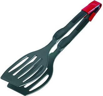 Westmark Doppel-Pfannenwender/Servierzange, hochhitzebeständig bis 270°C, Länge: 28,9 cm, Kunststoff, Duetto Flonal Plus, Schwarz, 21002275