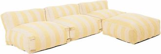 Oviala Salon de jardin modulable 3 chauffeuses et 1 pouf ray&eacute; jaune clair - Mixi
