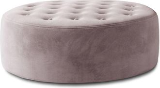 Les Tendances Les Tendances - Pouf rond matelassé velours rose clair Styla 70cm