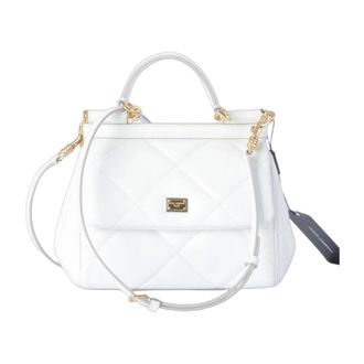 Dolce & Gabbana Femme, Sacs, Blanc, Taille: ONE Size Sicily Small Leather Bag