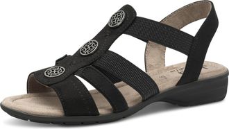 Jana Damen Sandalen flach Sommer Vegan, Schwarz (Black), 39 EU