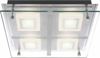 Globo Lighting Led plafonnier cube de verre chrome spot &eacute;clairage de salon lampe de couloir Globo 49206-4
