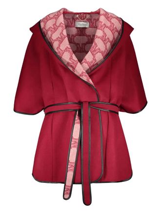 Max Mara cape ceinturée à capuche - Rouge