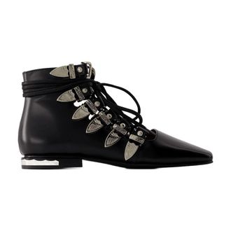Toga Archives Womens Ankle Boots Leather Black Shoes Ankle-boots