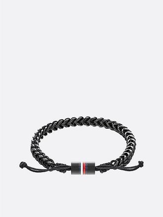 Tommy Hilfiger Bracelet plaqu&eacute; ion tress&eacute; noir