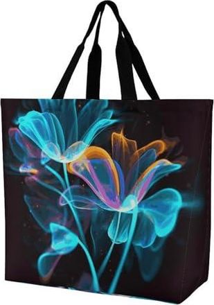 Generic Fleurs N&eacute;on Sac Courses Pliable Sacs De Courses L&eacute;ger Sac A Main Femme Pour Universit&eacute; Gym Quotidienne