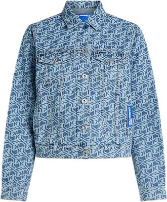 Karl Lagerfeld regular all over proint denim jacket, monogram blue, XL