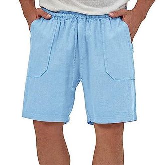 Generic Short pour homme avec poches, short en lin pour homme, taille &eacute;lastique, pantalon de jogging confortable pour l&eacute;t&eacute;, le sport, le sport, le sport, d&eacute;co