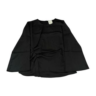 Calvin Klein Matte Satin LS Ruched Top - - Blouses & Shirts - Damen - Schwarzk - XS