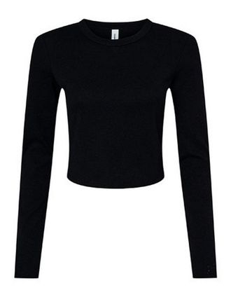 Bella + Canvas Langarmshirt bauchfreies Strecht Damen Shirt / Cropped Shirt f&uuml;r Frauen und M&auml;dchen (1-tlg) Gr. XS bis XXL- Stretch-Passform
