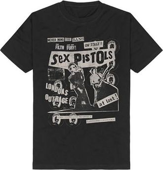 Sex Pistols Londons Outrage Homme T-Shirt Manches Courtes Noir XL 100% Coton Regular/Coupe Standard