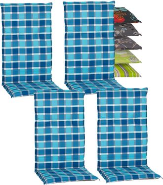 Beo Gartenstuhlauflagen Hochlehner 4er Set Barcelona | Made in EU nach Öko-Tex Standard | Hochlehner Auflagen waschbar | Atmungsaktive, UV-beständige Stuh