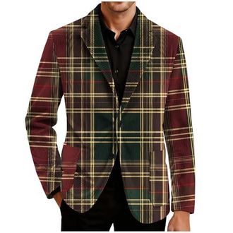 Generic Costume de Noël moche pour homme avec imprimé X-Mas - Vestes festives tendance - Revers vers vers le bas - Costume élégant et ajusté - Blazer fantaisi