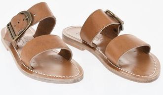 K.Jacques Leather Flat Sandals CARCASO with Double Buckle size 36