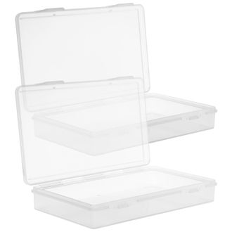 Supvox Transparente Aufbewahrungsbox aus Langlebigem PP Kunststoff mit Deckel - 2 St&uuml;ck Kleine Karten und Foto Organizer f&uuml;r Schreibtisch Postkarten und Klei