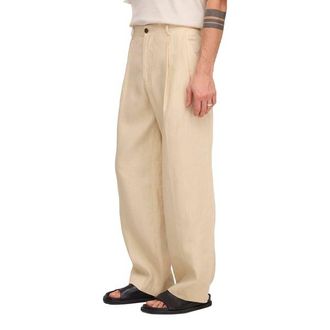 Nn.07 Pantalon ample &agrave; plis et taille ajustable en lin