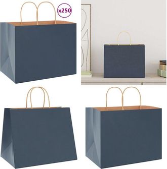 vidaXL Vidaxl - Papiertragetaschen 250 Stk. mit Henkeln Blau 32x22x24 cm
