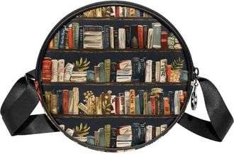 Generic Sac &agrave; bandouli&egrave;re rond pour femme, sac &agrave; bandouli&egrave;re vintage avec fermeture &eacute;clair, bretelles r&eacute;glables, sac &agrave; main rond d&eacute;contract&eacute; pour femmes et fi