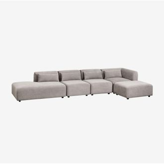 Sklum Sklum - 4-teiliges modulares Ecksofa mit Chaiselongue links und Fogler-Hocker