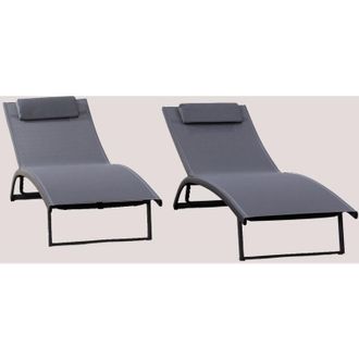 Sklum Pack de 2 chaises longues inclinables en aluminium avec coussin Dulem SKLUM Gris Graphite