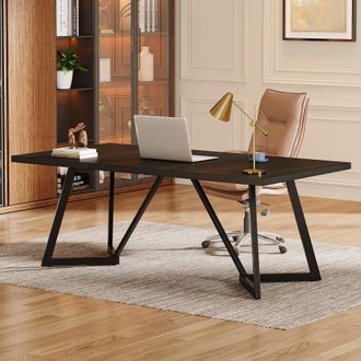 Tribesigns Moderner Computertisch 180 cm, gro&szlig;er B&uuml;roschreibtisch mit Metallgestell, rechteckiger Laptop-Schreibtisch, Schreibtisch f&uuml;r das Home-Office (schwarz)