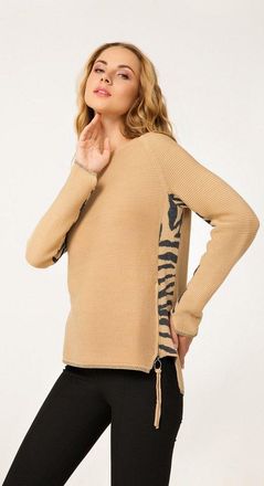 Passioni Strickpullover mit Rippenmuster und Reißverschlussdetail