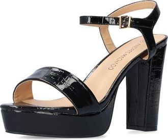 Andres Machado AM 5732 - Sandales dété à Talons Hauts et Plateforme - Chaussures pour Femme - avec Boucle en métal - Slingbacks - Soft Noir, EU 43