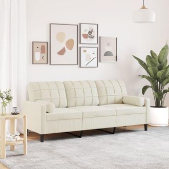 vidaXL Vidaxl - Canapé 3 places avec oreillers décoratifs crème 180 cm velours