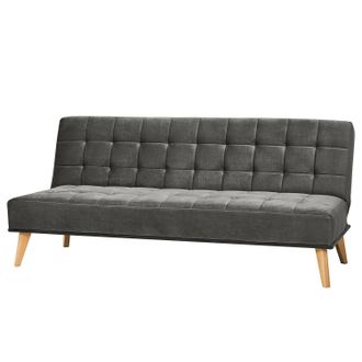 M&oslash;rteens home24 Schlafsofa Caribe Grau/Dunkelgrau Samt Criada 180 x 81 x 86cm Skandi