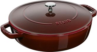 Staub Gusseisen Bräter, Chistera Tropfenstruktur im Deckel für optimale Befeuchtung/Aromaregen, Rund 28 cm, 3,7 L, Für alle Herdarten geeignet inkl. Indukti