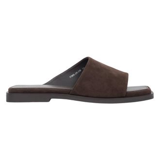 Estro & Luminara Femme, Chaussures, Brun, Taille: 40 EU Sandales Slides &agrave; Bout Carr&eacute;