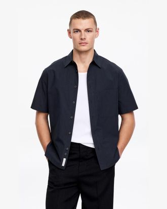 Arket Kurzarmhemd Aus Popeline -Blau