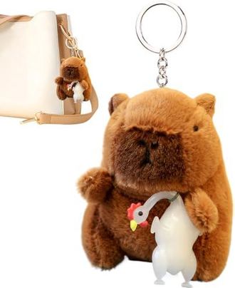 Generico Porte-clés Capibara en peluche | Jouet en peluche Capibara, ornement amusant pour sacs à dos filles, cadeau scolaire, Saint-Valentin, Pâques, Noël, Su