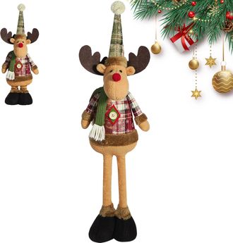 Generico Weihnachtsmanndekoration, Weihnachtsmann-Dekoration, Weihnachtsschneemann mit ausziehbaren F&uuml;&szlig;en, stehend f&uuml;r Kamin, Dormit