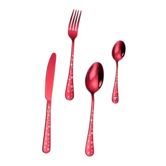 Cabilock 2 S&auml;tze Weihnachtsgabel und -l&ouml;ffel cutter messer schneidewerkzeug messer -teiliges Besteckset Buffetbesteck stahlgeschirr rot Block westliches Bestec