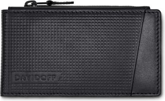 Davidoff Paris Kartenetui mit Münzfach Schwarz - Moderne Brieftasche aus feinem Leder mit Prägung - Kreditkartenetui mit 4 Steckfächern, 1 Tasche und Fenster