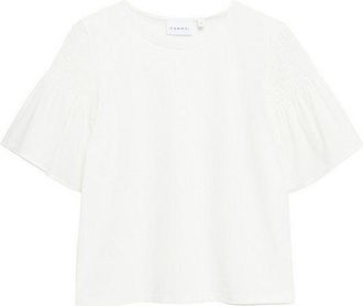Comma Kurzarmshirt T-Shirt T-Shirt im Fabricmix mit Smok-Detail